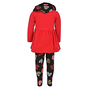Unique Baby Girls Valentines Day Toddler Animal Print Hearts Legging Set Outfit (7 Years, Red)