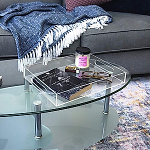 Isaac Jacobs Clear Acrylic Serving Tray (11x17) with Cutout Handles, Spill-Proof, Stackable Organizer, Space-Saver, Food & Drinks Server, Indoors/Outdoors, Lucite Storage Décor & More