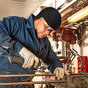 2 Pcs Welding Cap Flame Resistant Cotton Welding Hat Mesh Inside Liner for Welders Caps Elastic Low Crown for Welder Electrician Gas Station Matched with Most Welding Helmet (Black)