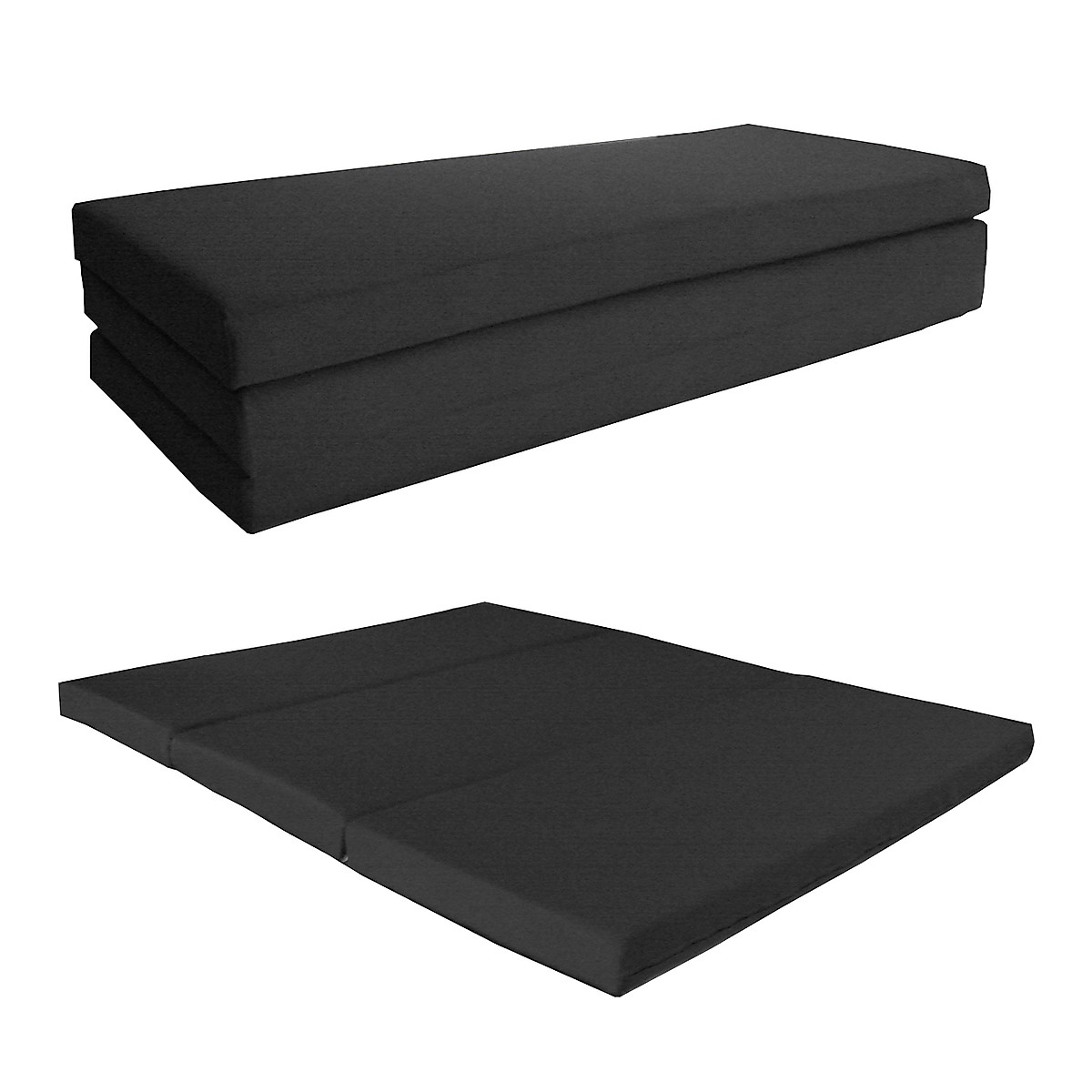D&D Futon Furniture Queen Black Shikibuton Trifold Foam Beds 80 x 60 x 4, Folding Foam Bed, Ottoman, Bench, 1.8 lb High Density Foam