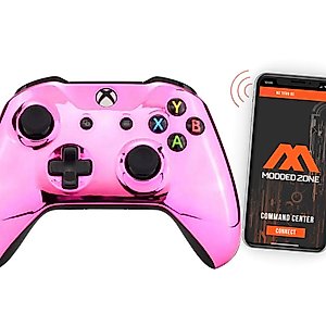 MODDEDZONE Rapid Fire Standard Custom Modded Controller compatible with Xbox One S/X 40 Mods for All Major Shooter Games (3.5 mm jack) (Chrome Pink)