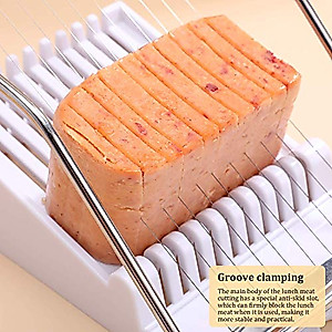 NVTED Luncheon Meat Slicer, Boiled Egg Fruit Soft Cheese Slicer Cutter, Stainless Steel Wires, Cuts 10 Slices (White)
