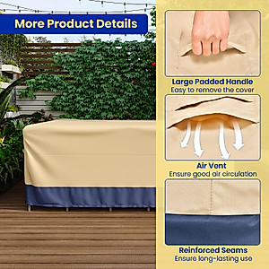 Tangkula Patio Table Set Cover, Outdoor Furniture Cover w/ Padded Handle & Click-Close Straps, Patio Furniture Cover with Air Vent, Heavy Duty PU Table & Chair Cover, 90”W x 50”D x 32”H