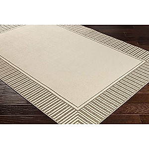 Livabliss Hampshire Solid Border Outdoor Area Rug, 7'3" Round, Brown