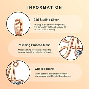 NINGAN Letter A Pendant Charm Rose Gold 925 Sterling Silver Letter Charms,CZ Birthstone Pendant Gifts for Birthday