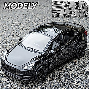 1/32 Scale Diecast Car Model Compatible for Tesla Model Y, Zinc Alloy Model Y Toy Car Pull Back Vehicles with Sound and Light, Model Y Car Replica Toy for Collectors & Kids 3+ Years Old Birthday Gift