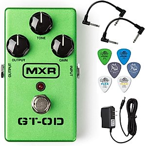 Briskdrop MXR M193 GT-OD Overdrive Guitar Effects Pedal Bundle with 2 Patch Cables, 6 Dunlop Picks, and Power Supply (M193bundle2)