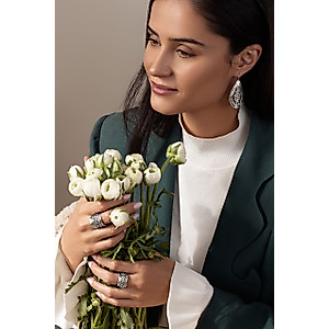 925 Sterling Silver Spinner Ring Unisex Band Bold Leaf and Flower, Oxidized, Vintage Stylish Hypoallergenic, Nickel Lead-free, Artisan Handcrafted Designer Made in Israel (Size 5-11)