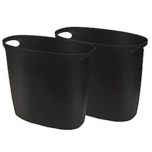 Feisco Small Trash Can,2.6 Gallon Plastic Bathroom Wastebasket Garbage Can for Bathroom Bedroom Kitchen Office (Pack of 2, Black)