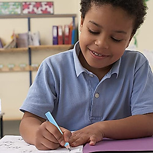 AUTEMOJO Short triangle 5mm thick core fat pencil, 3.5 inch fat pencil, suitable for preschool children Little hand, kindergartens, children's writing and painting (8 light blue)