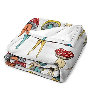 Mushroom Butt Flannel Fleece Blanket Ultra-Soft Cozy Plush Blanket Air Conditioning Blanket Throw Blanket Microfiber Blankets for Bed Couch Chair Car Living Room 40''×50''