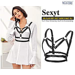 WERFORU Women Body Punk Waist Belt Adjustable Black Belt Halloween