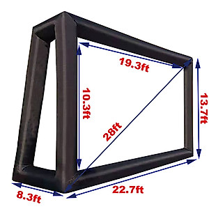 28 ft Inflatable Movie Screen Outdoor Incl Blower - Front and Rear Projection - Portable Blow Up Projector Screen for School, Churches, Grand Parties, Backyard Pool Fun