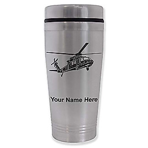 LaserGram 16oz Commuter Mug, Military Helicopter 1, Personalized Engraving Included