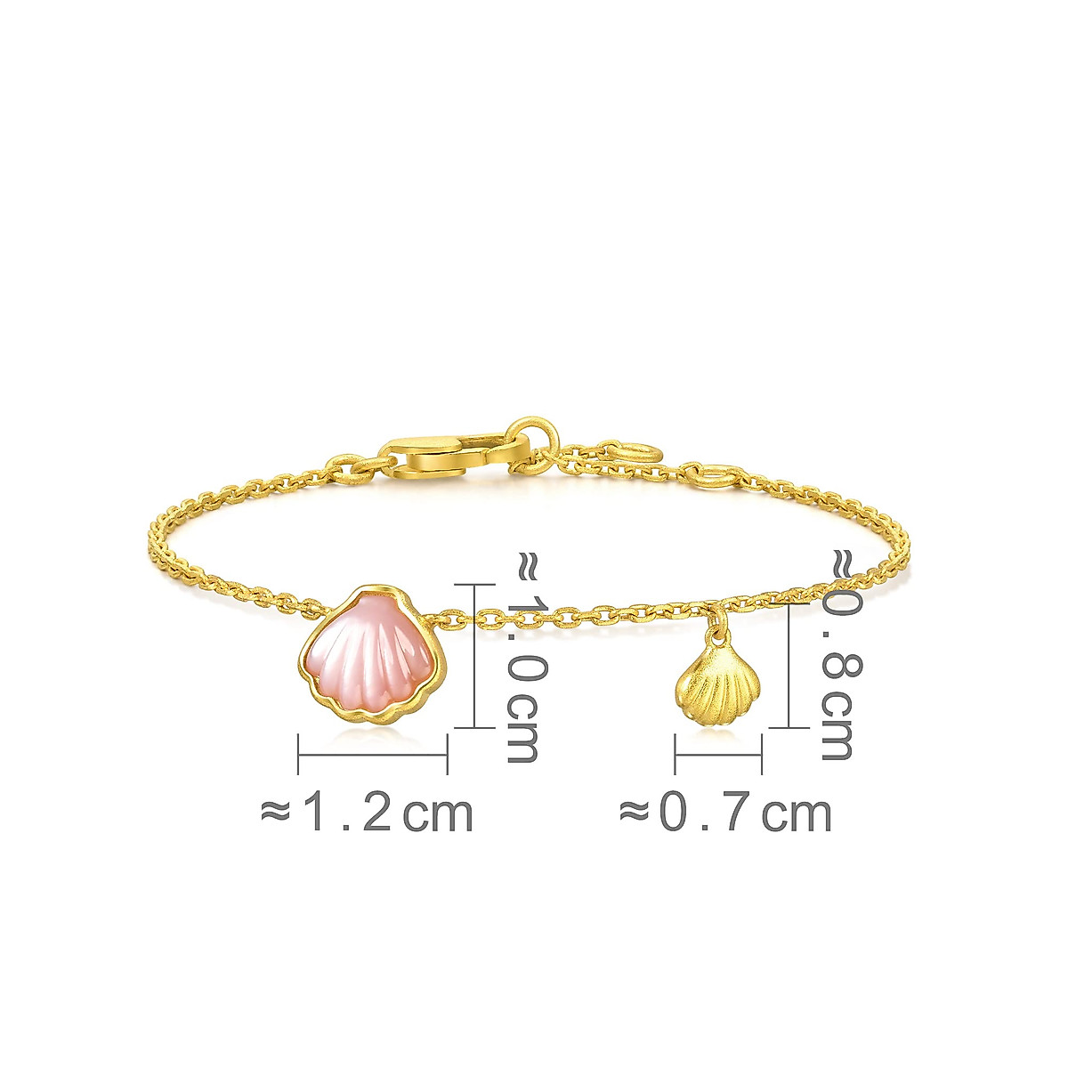 CHOW SANG SANG 999 24K Solid Gold Shell with Mother of Pearl Bracelet for Women 93526B | 7", (18 CM)