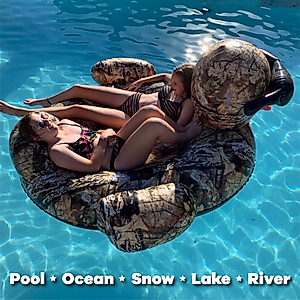 GAME 56794-BB Towable Tuff Duck, 6 Feet Wide, Holds Up to 400 Pounds Premium Inflatable, Giant, Mossy Oak