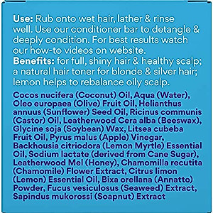 Beauty and the Bees Eco-Friendly Lemon & Chamomile solid SHAMPOO Bar for Blonde Hair Shine Enhancing Brightening Highlights