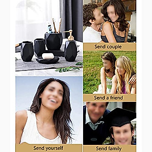 JINYISI Bathroom Accessory Set,5 Piece Ceramic Bathroom Accessories Set,Toothbrush Holder Set,Bathroom Sets Accessories (Black/White)