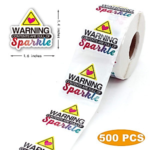 Muminglong 1.5 Inch Warning Contents are Full of Sparkle Stickers, Small Shop Stickers, Small Business, Thank You Sticker,Packaging Sticker, 500 PCS