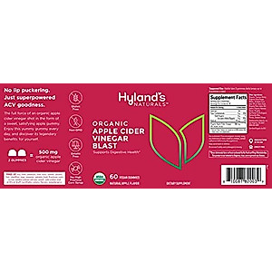 Organic Apple Cider Vinegar Gummy Vitamins, Digestive Health Support, 60 Vegan ACV Gummies (2 Pack) by Hyland's Naturals