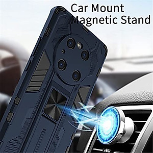Asuwish Phone Case for Huawei Mate 40 Pro 5G with Tempered Glass Screen Protector Cover and Slim Stand Hybrid Rugged Kickstand Cell Mobile Accessories Hawaii Mate40Pro Mate40 40Pro 4G Women Men Blue