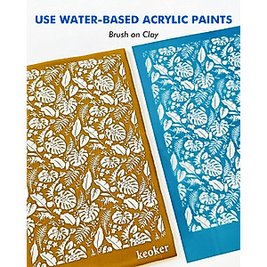 Silk Screen Stencils for Polymer Clay, 3 PCS Reusable Silkscreen Print Kit,for Printing on Clay & Other Jewelry Clay Earrings Decoration, Each 6" X 3.8"