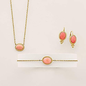 Ross-Simons Bezel-Set Coral Drop Earrings in 14kt Yellow Gold