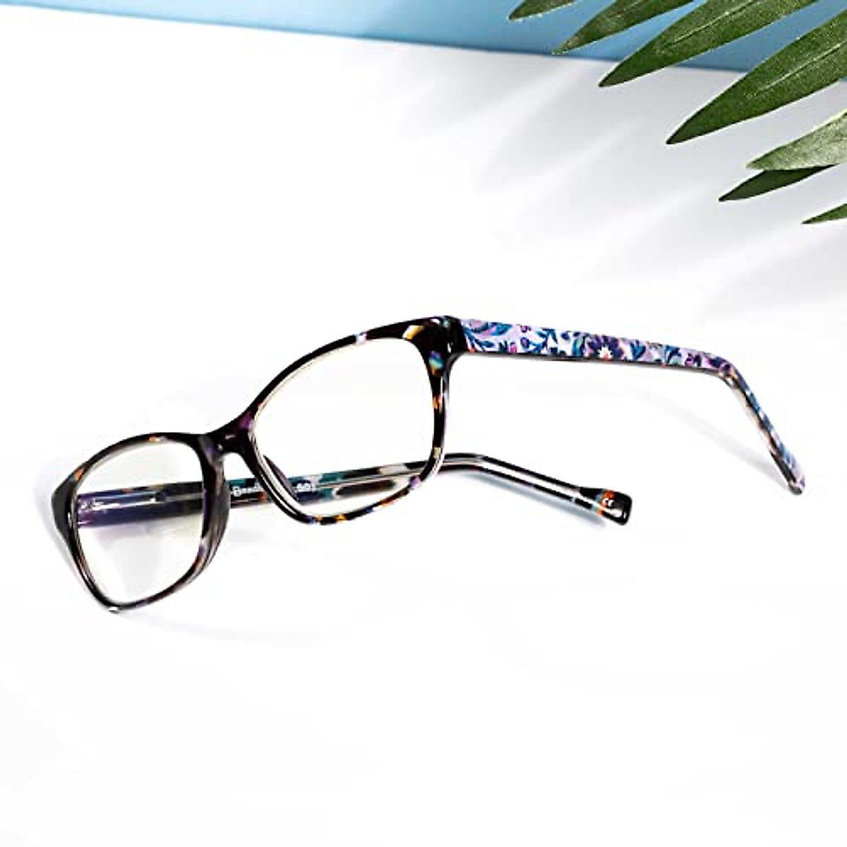 Vera Bradley Women's Readers, 2.25 Power, 30% Blue Light Filtering, Spring Hinge Comfort, Cloud Vine Multi Rectangular Reading Glasses, 2.5