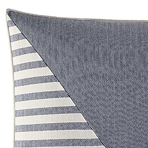 Nautica Collection | 100% Cotton Mediterranean Inspired Design Decorative Throw Pillow, Hidden Zipper Closure, Easy Care Machine Washable, 1 Count (Pack of 1), Fairwater Blue/Grey/White
