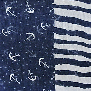 Wrapables® Stripes and Anchor Nautical Marine Scarf 72" X 42"