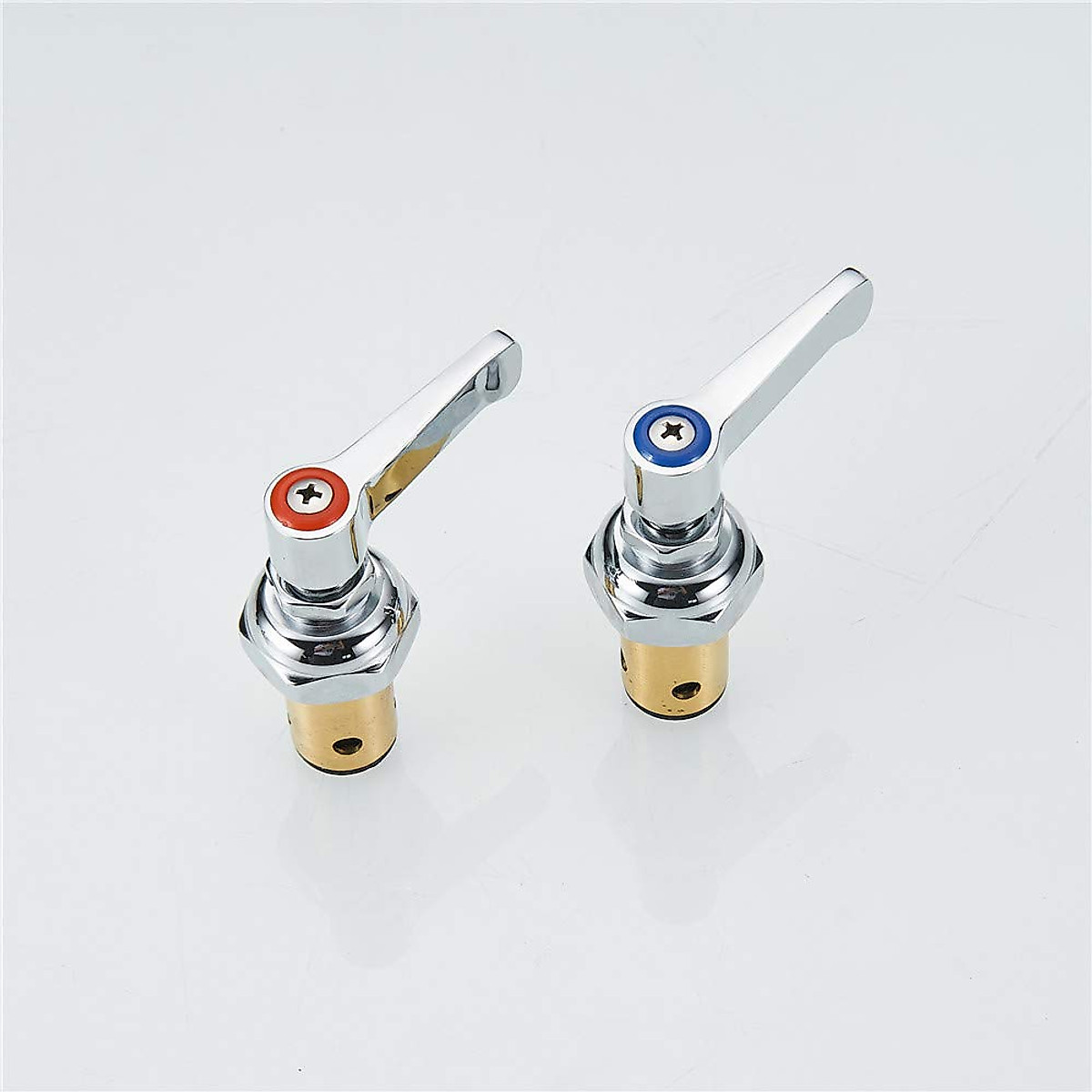 Weirun Brass Spindle Assembly Faucet Handle for Eterna Valve Replacement Commercial Pre Rinse Kitchen Sink Faucet Wall Mount Chrome fit for T&S Faucets