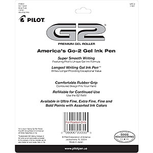 Pilot G2 Premium Retractable Gel-Ink Rolling Ball Pens, Bold Point (1.0mm), Assorted, 10/Pk (11887)