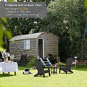 Folding Adirondack Chair Weather Resistant Plastic Fire Pit Chairs Adorondic Plastic Outdoor Chairs for Firepit Area Seating Lifetime