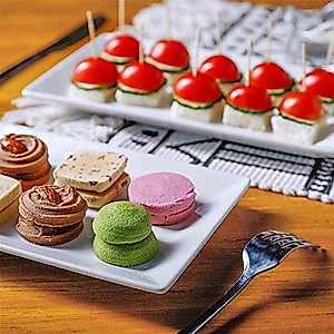 Lawei 3 Tier Serving Stand Porcelain Serving Platters, 12 Inch Rectangle White Plates with Collapsible Sturdier Rack, Three Tiered Cupcake Tray Serving Display Plate Rack for Weddings Parties Birthday