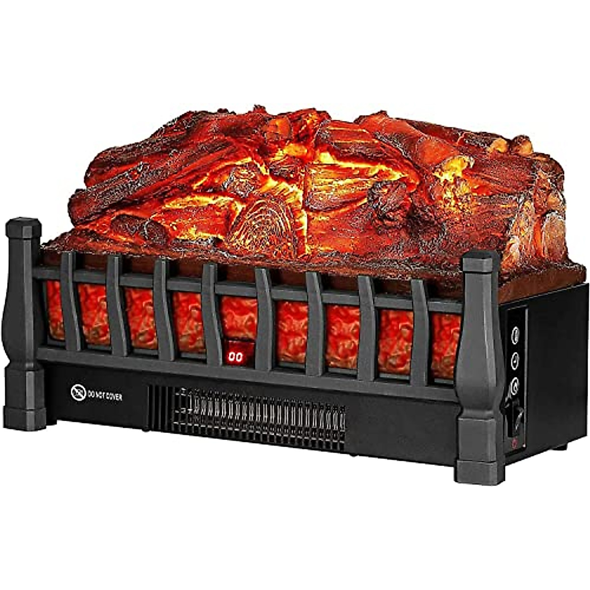 Realistic Fireplace Flame Electric Insert Log Heater Insert Wood Fire 110V Electric Fireplace Ember Bed Fan Heater w/t Infrared Remote Black Unit Cozy Warm Comfort Energy Efficient Home Bedroom QZPUSA