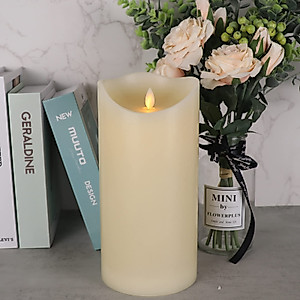 Eldnacele Large LED Candles with 6H Timer Flickering Flame, Battery Operated Electric Candles with Real Wax Warm Light for Christmas Halloween Home Party Decoration 5"X 10"