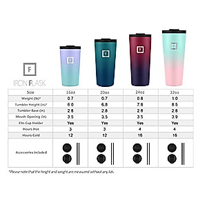 IRON °FLASK Classic Tumbler 2.0 - 20 Oz, 2 Lids (Straw/Flip), Vacuum Insulated Stainless Steel Bottle, Modern Double Walled, Simple Thermo Travel Mug, Hydro Water Metal Canteen - Dark Rainbow