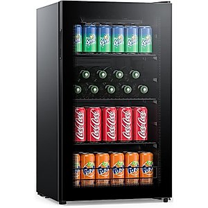 Miroco MI-EF001 3.2 Cu.Ft. Beverage Refrigerator Cooler, Drink Fridge with 3 Layer Glass Door, 3 Removable Shelves, Touch Control, Digital Temperature Display, Digital LED Display