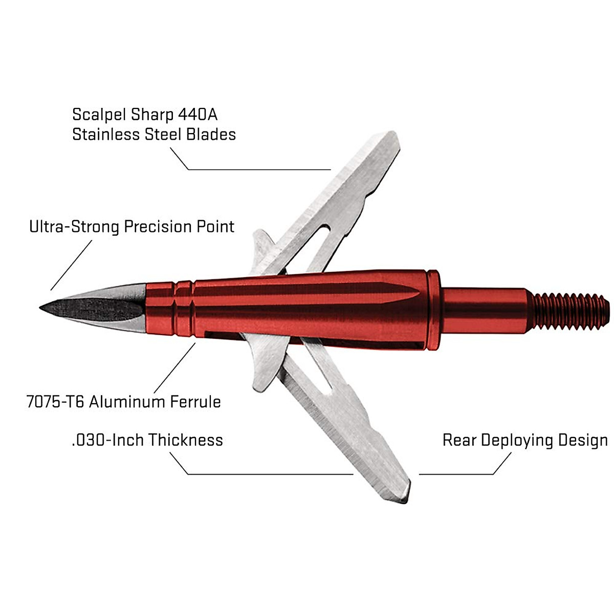 TenPoint EVO-X CenterPunch Broadhead, Red - Pack of 3 - 100-Grain, Rear-Deploying Design
