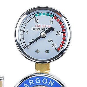 Argon Regulator CO2 Regulator Gas Welder Welding Regulator with Flowmeter 0-25 L/MIN and 0-25 MPA Pressure Gauge CGA580 Inlet Connection for TIG Welder MIG Welding