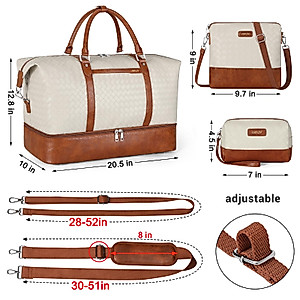IBFUN Overnight Bags for Women, Large Travel Duffel garment Bag for Women with Shoes Compartment, Carry on Bag for Airplanes Men Leather Travel Business Essential Toiletry Gift 3Pcs