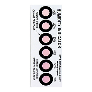 Dry & Dry Premium Humidity Indicator Cards (12 Cards) - 10-60% 6 Spot(Reusable)