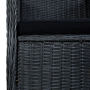 YUHI-HQYD 3 Piece Patio Lounge Set with Cushions,Outdoor Sectional Sofa Conversation Set,Afternoon Tea Suit,Balcony Furniture,Perfect for Patio,Garden,Porch,or Front Yard Area, Poly Rattan Dark Gray