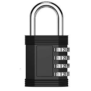 ZHEGE Gym Lock, 4 Digit Combination Lock, Locker Lock and Employee Locker, Hasp and Storage - Easy to Set Your Own Keyless Resettable Number Lock (Black)