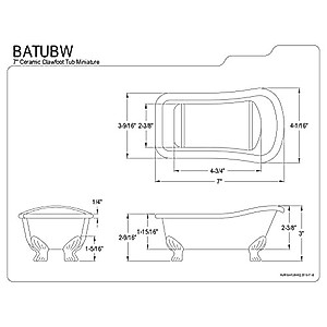 Kingston Brass BATUBW 7-Inch Length Ceramic Tub Miniature with Feet, White