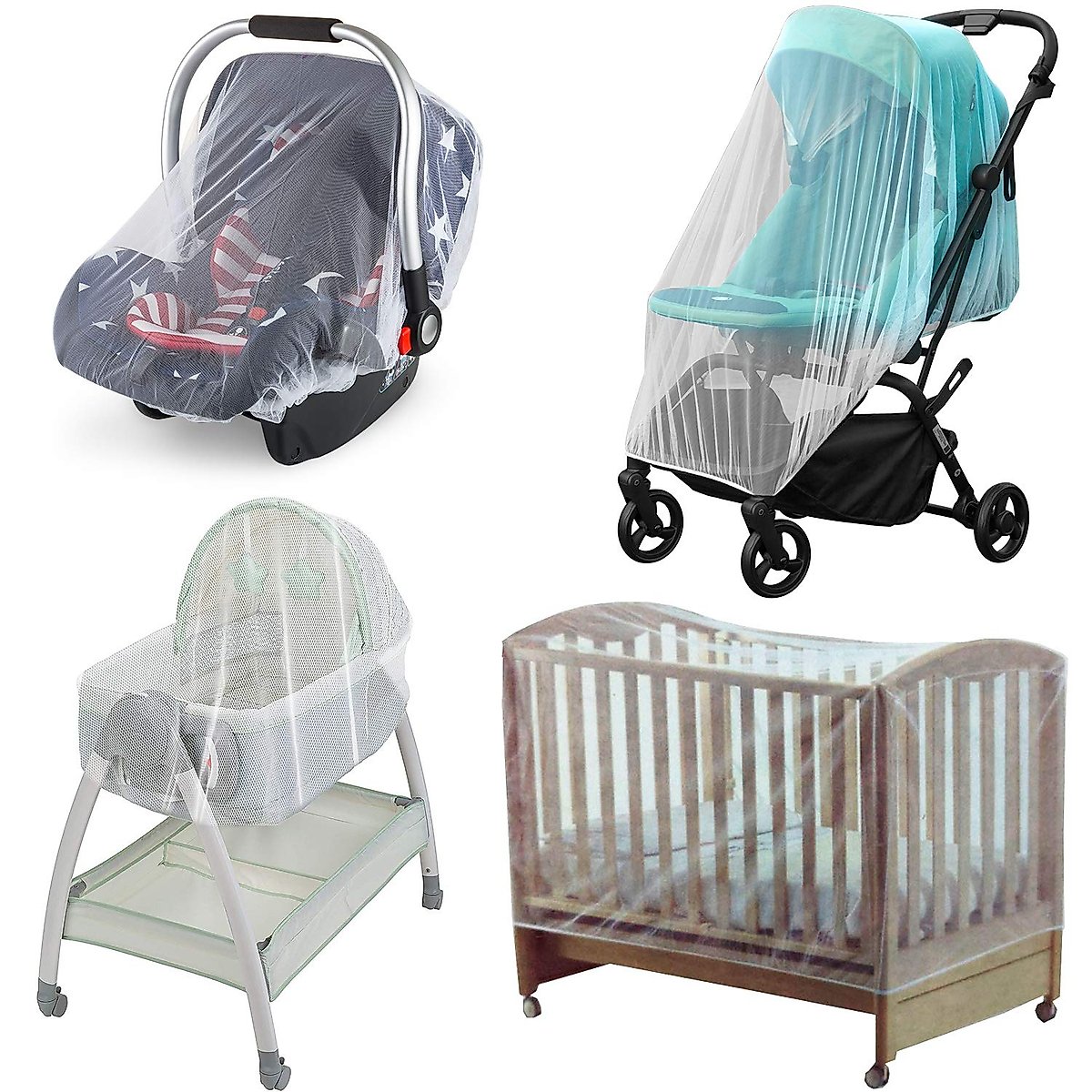 Mosquito Net for Stroller, Stroller Bug Net, Stroller Insect Mesh Net, Baby Insect Netting for Stroller, Car Seat, Bassinet, Cradle, Portable Mini - Universal Stroller Accessories (2 Pack)