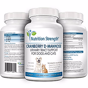 Nutrition Strength Cranberry D-Mannose for Dogs, Support for UTI in Dogs, Urinary Tract + Immune Health Supplement, Support for Bladder Infection in Dogs, Cranberry for Dogs, 150 Chewable Tablets