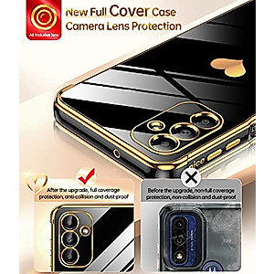 LeYi for Samsung Galaxy A13 5G Case: with Screen Protector [2 Pcs]+ Full Camera Protection, Love Heart Plating Girly Women Cute Luxury Soft TPU Case for Samsung A13 5G, Black