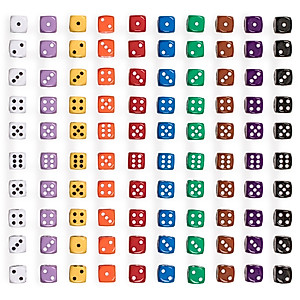 Yellow Mountain Imports Ultimate Rounded 6-Sided Dice - Set of 100, 16mm, Multi-Colored Dice for Board Games, Dice Games, Math Games