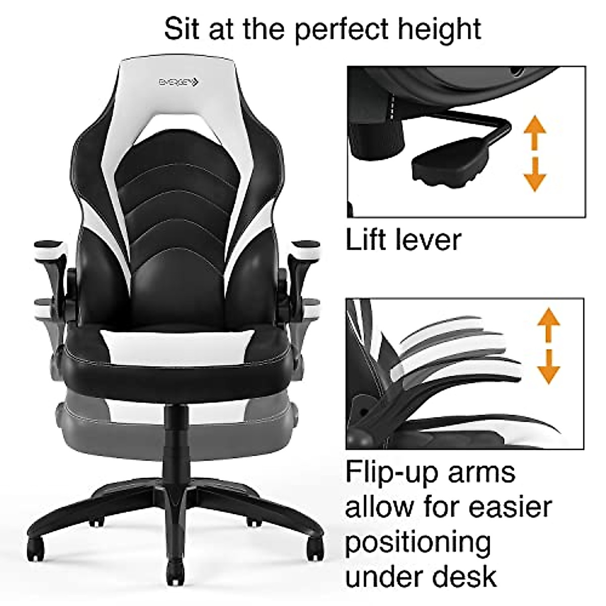 STAPLES Bonded Leather Gaming Chair, Black and White (55172)